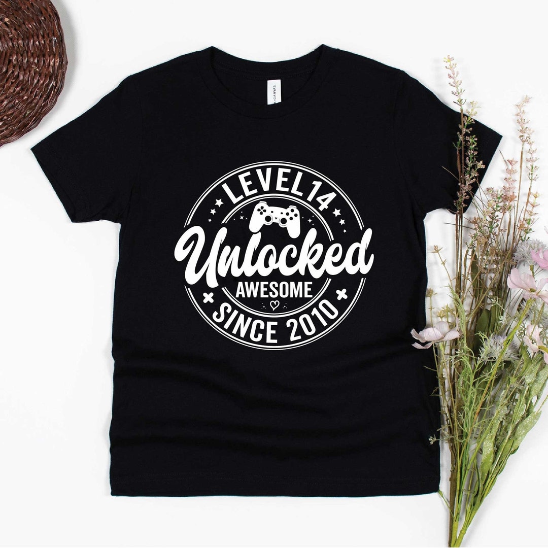 14th Birthday Shirt, Level 14 Unlocked Shirt, Gamer Shirts for Teens ...