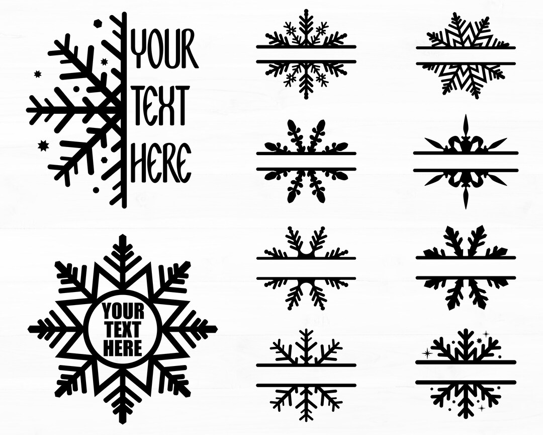 Snowflake Monogram Svg Bundle Split Snowflakes Monogram Frame Christmas ...