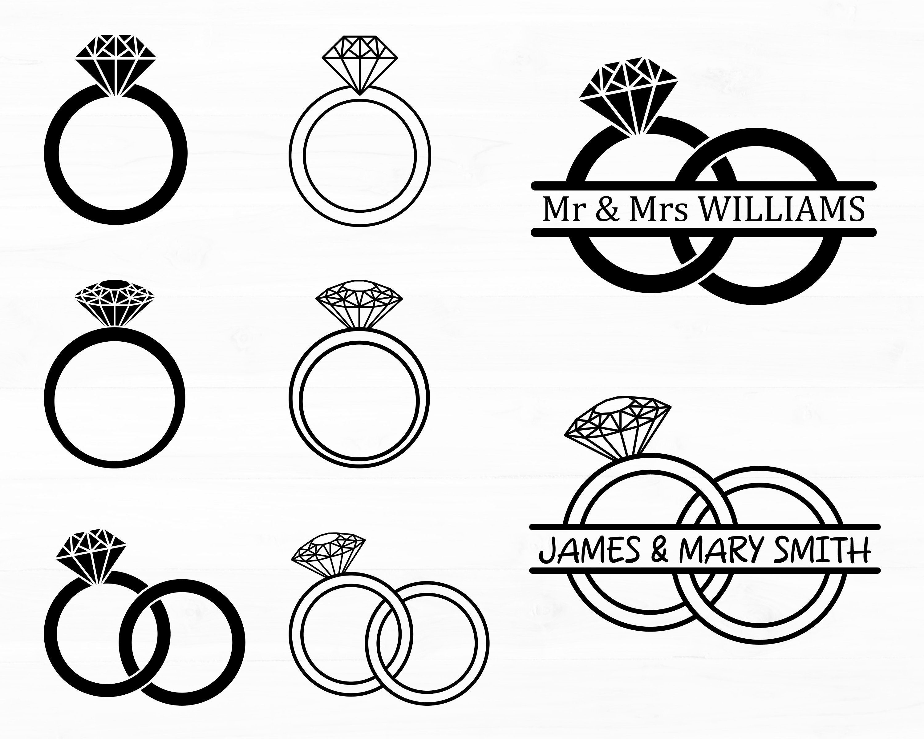 Diamond Ring Svg Bundle Engagement Rings Svg Design Wedding Ring Svg ...