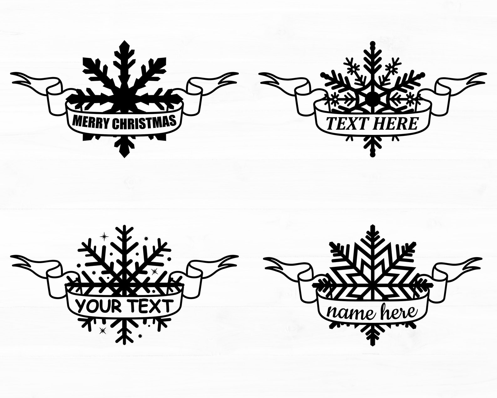Snowflake Monogram Svg Bundle Snowflake Name Frame Banner Snowflake Svg ...