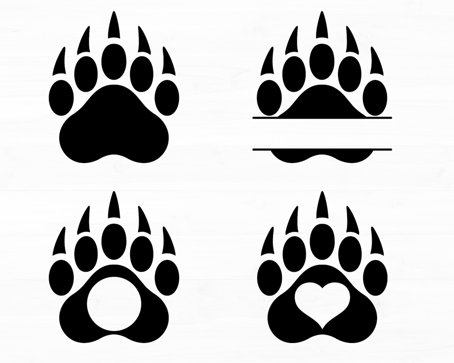 Bear Paw Svg Bear Paw Split Monogram Bear Paw Print Svg Bear Claw Svg ...