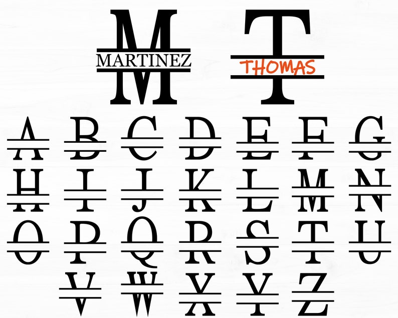 Split Monogram Alphabet Split Monogram Letters Svg Split Monogram ...