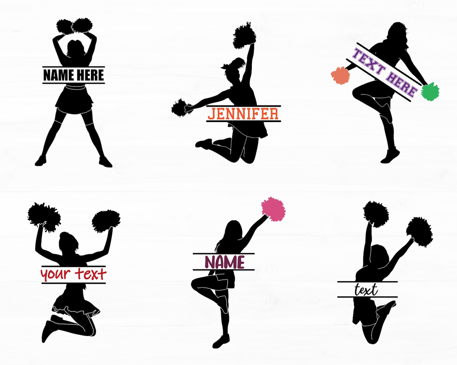 Cheerleader Split Name Frame Svg Bundle Cheer Svg Bundle Cheerleading ...