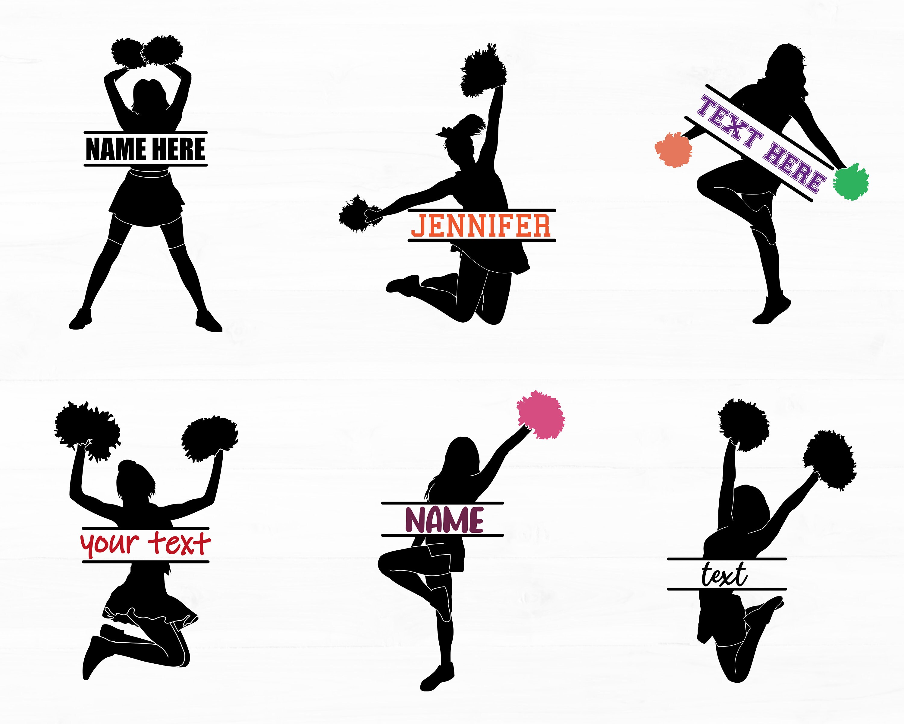 Cheerleader Split Name Frame Svg Bundle Cheer Svg Bundle Cheerleading ...