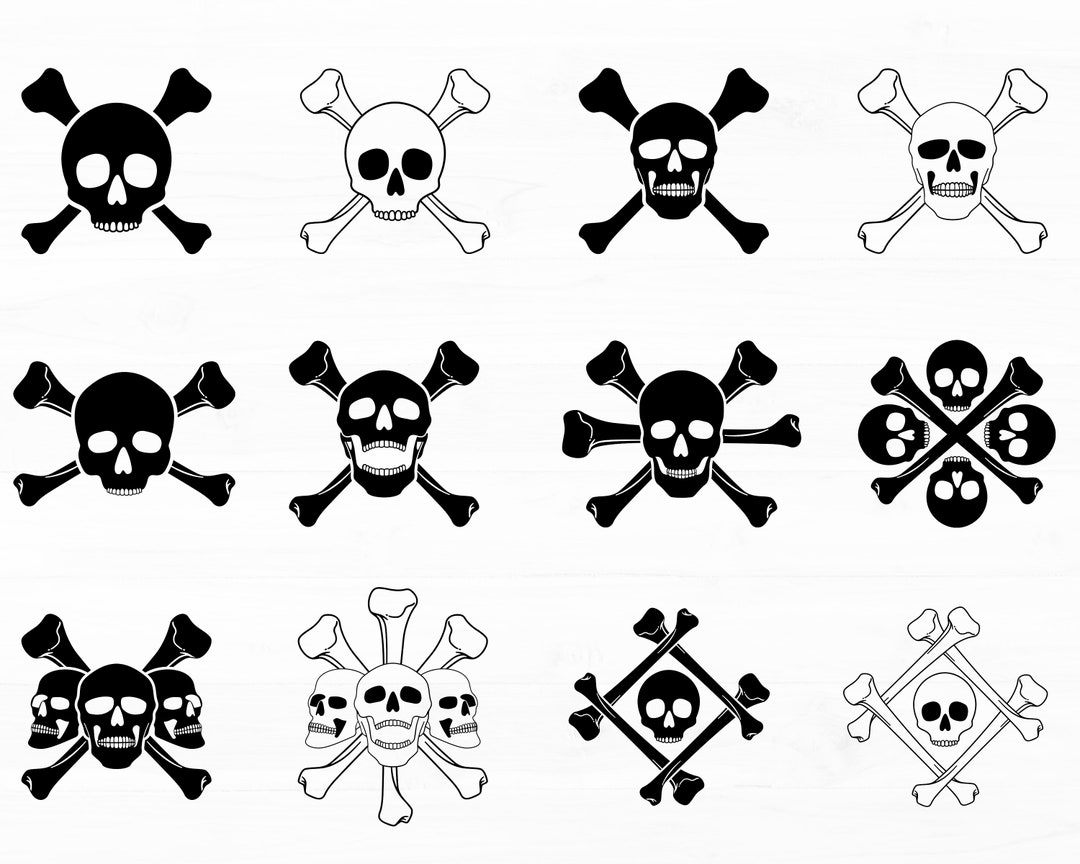 Skull and Crossbones Svg Bundle Pirate Flag Jolly Roger Svg Poison ...