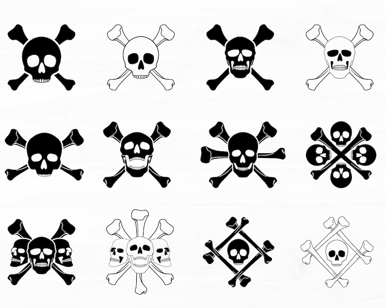 Skull and Crossbones Svg Bundle Pirate Flag Jolly Roger Svg Poison ...