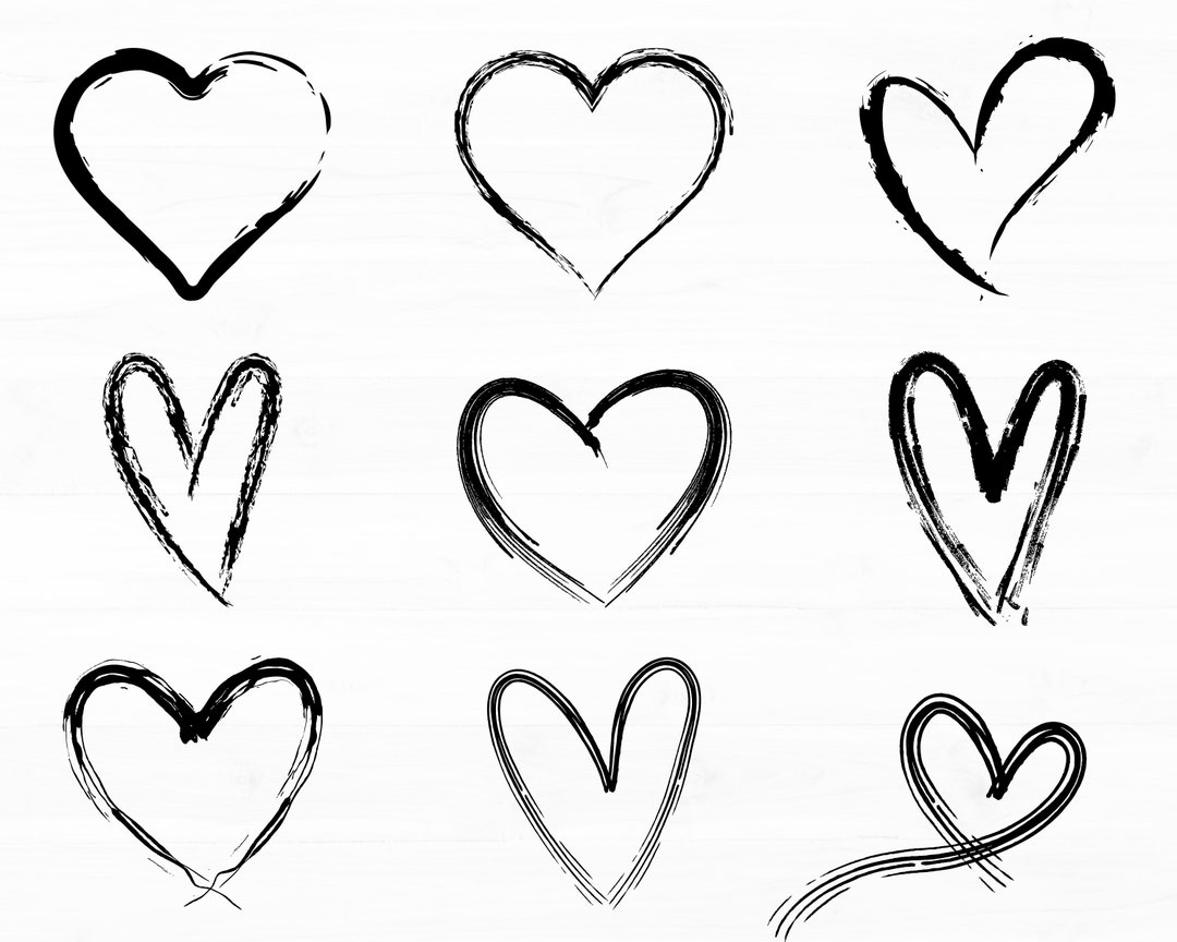 Heart Svg Bundle Brushstroke Hearts Valentine Svg Hearts Png Sketch ...