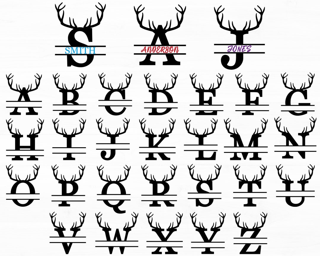 Monogram Svg Antlers Monogram Svg Initial Letters Split Monogram Svg ...