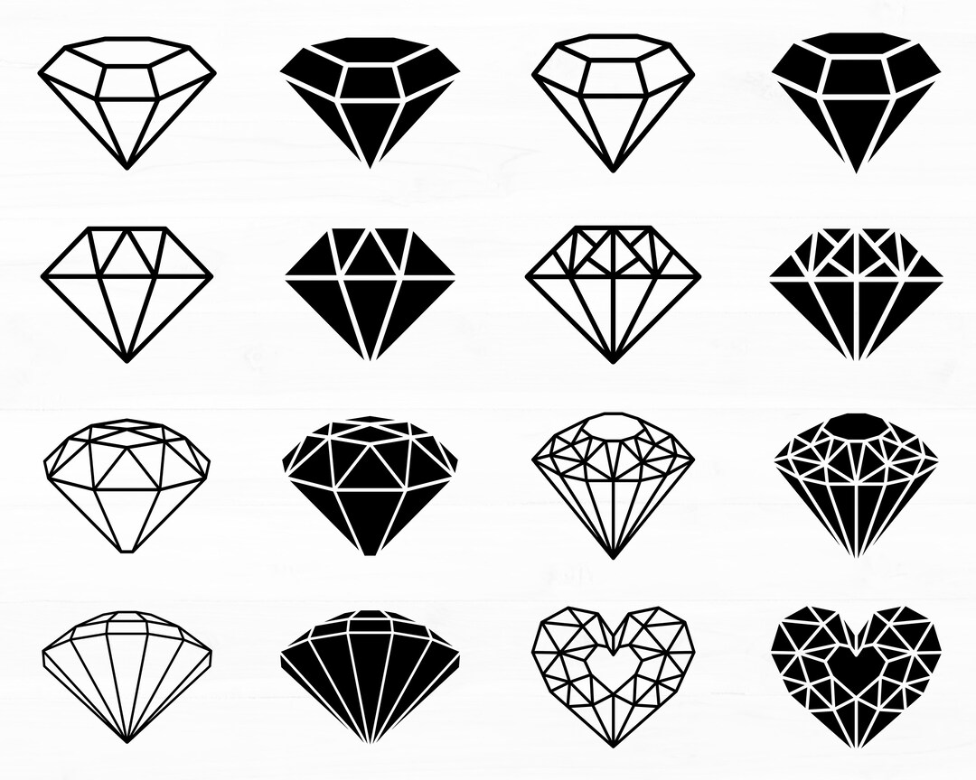 Diamond Svg Bundle Diamond Cut Files Diamond Vector Diamond Outline Svg ...