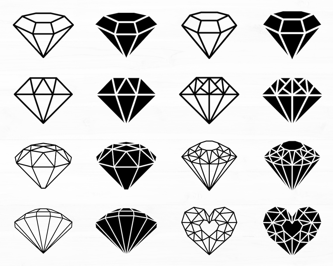 Diamond Svg Bundle Diamond Cut Files Diamond Vector Diamond Outline Svg ...