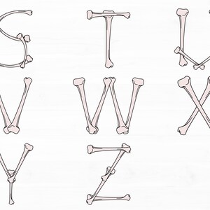 Bone Monogram Alphabet Svg Halloween Bones Alphabet Bones Clipart ...
