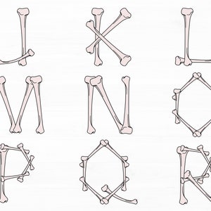 Bone Monogram Alphabet Svg Halloween Bones Alphabet Bones Clipart ...
