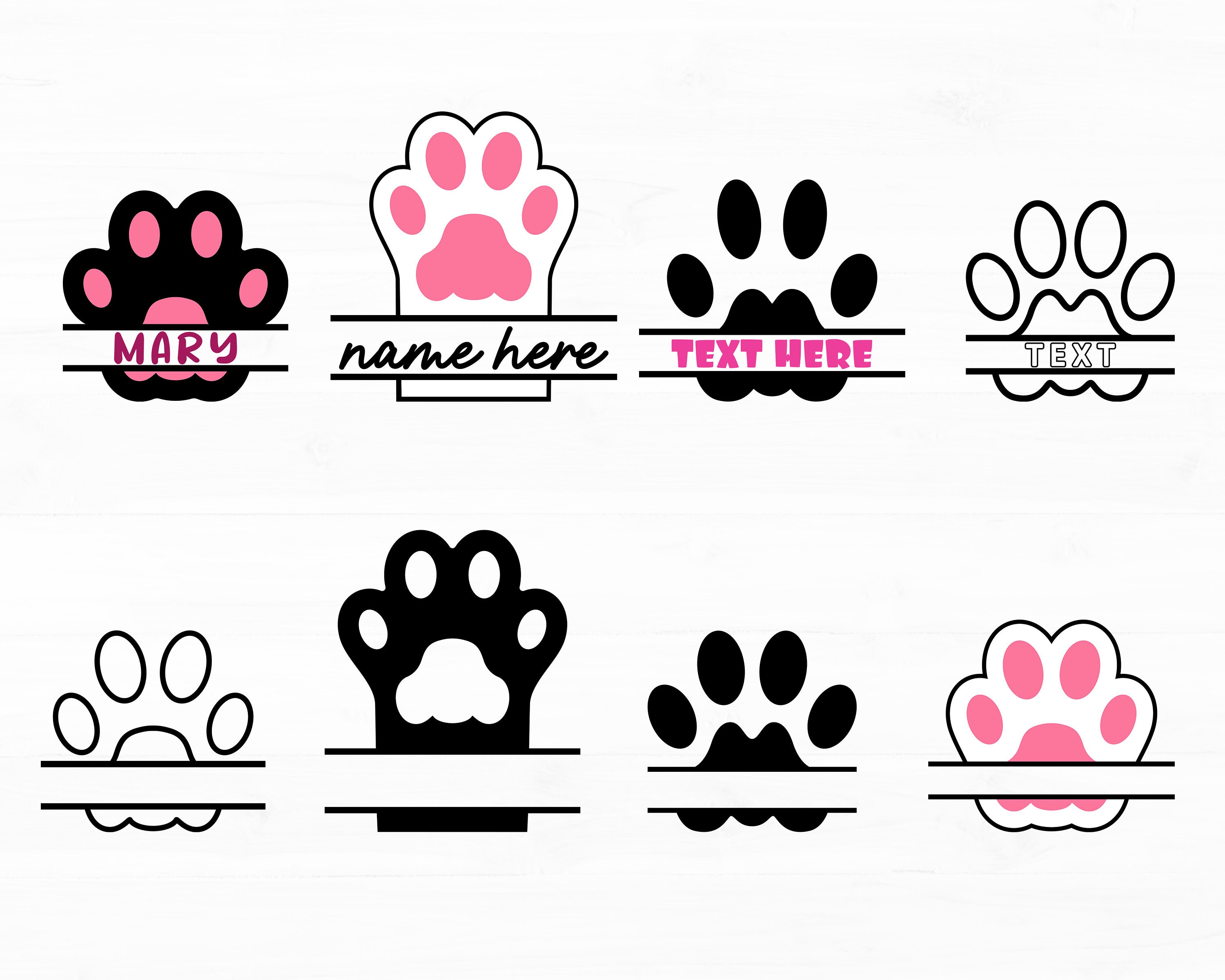 Paw Split Frame Svg Bundle Cat Paw Name Frame Svg Last Name Frame With ...