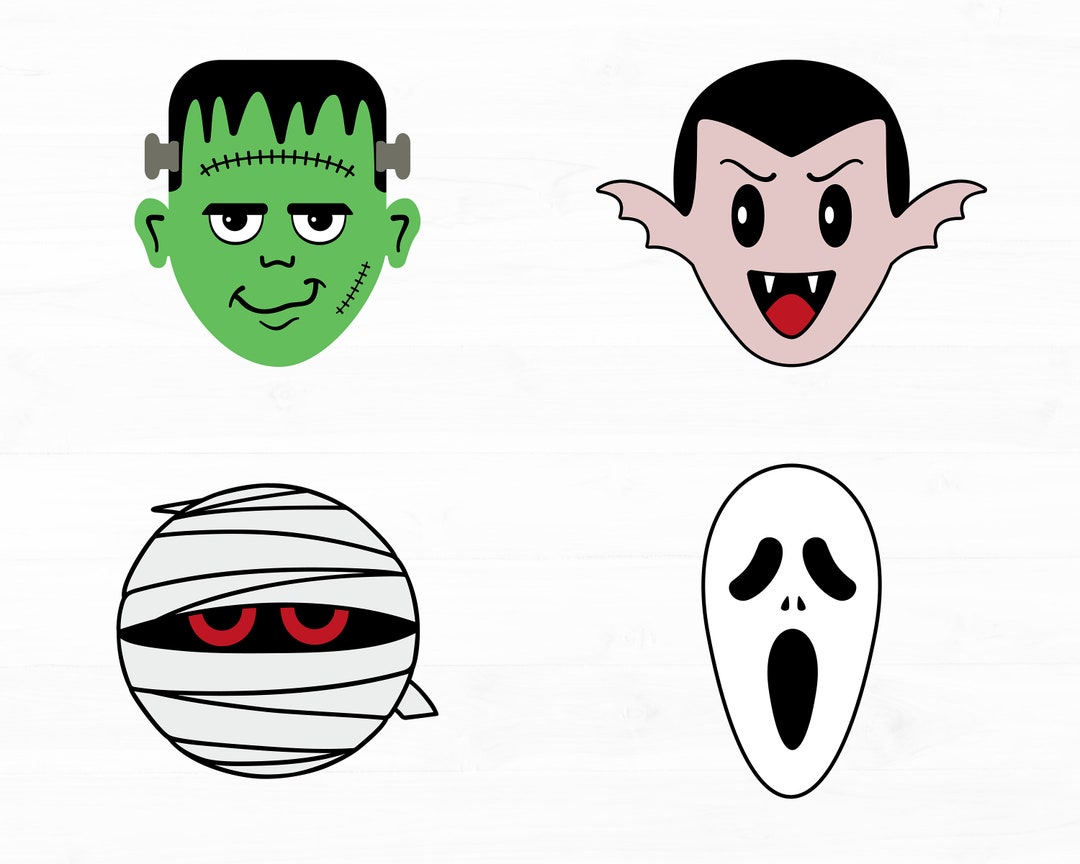 Halloween Monsters Svg Frankenstein Count Dracula Mummy Ghost Face ...