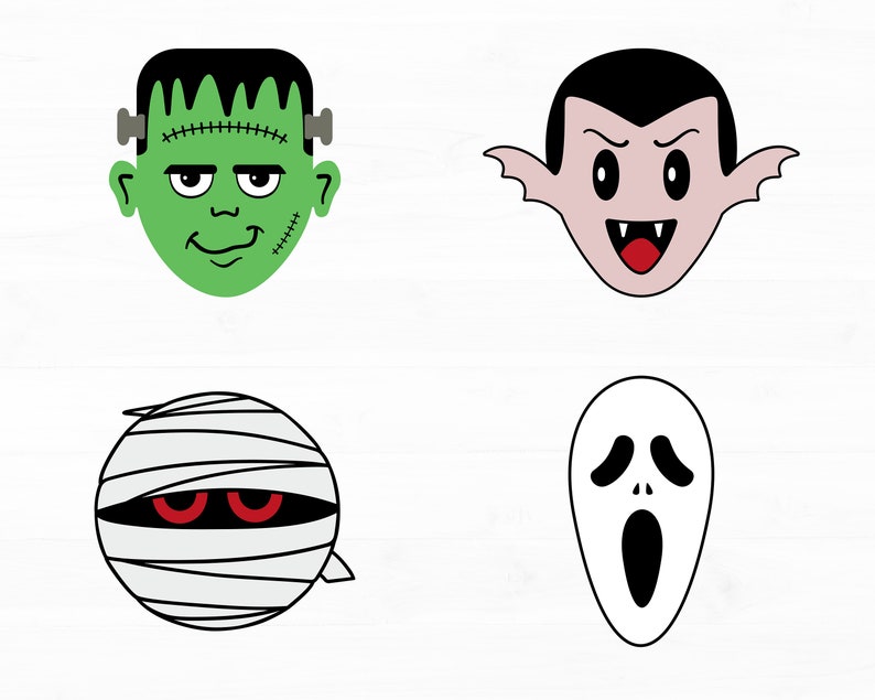 Halloween Monsters Svg Frankenstein Count Dracula Mummy Ghost Face ...