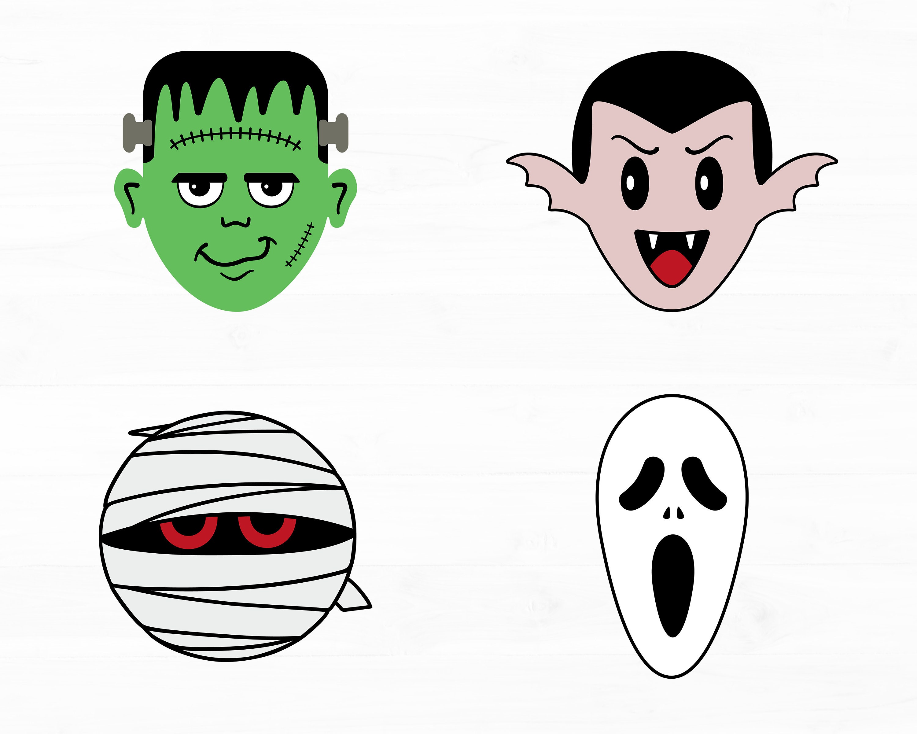Halloween Monsters Svg Frankenstein Count Dracula Mummy Ghost Face ...