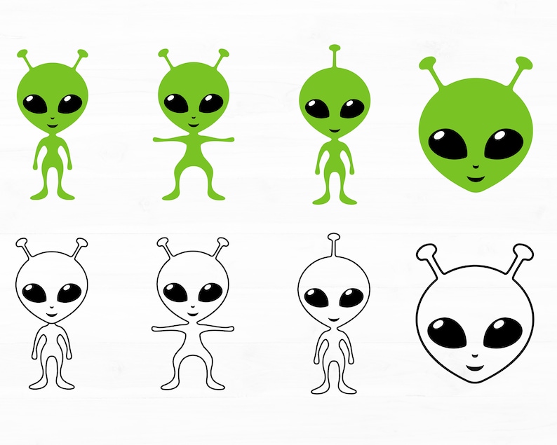 Alien Svg Bundle Green Alien Head Alien Outline Svg File Cute Alien ...