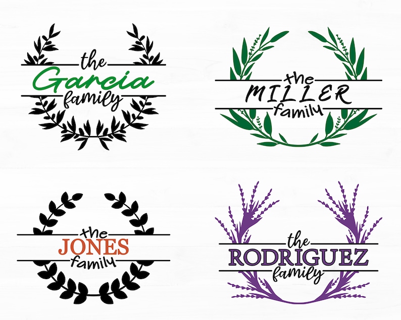 Family Name Monogram Svg Bundle Last Name Monogram Svg Wreath - Etsy