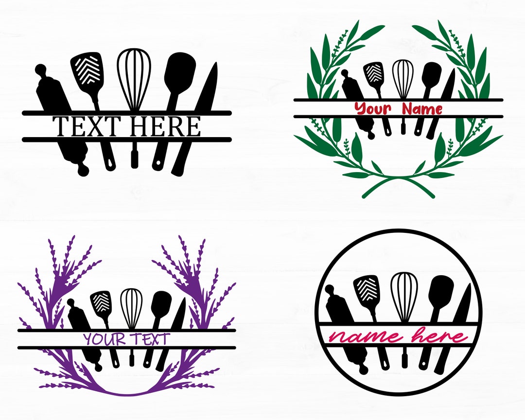 Kitchen Utensils Split Frame Svg Bundle Cooking Apron Svg Design ...