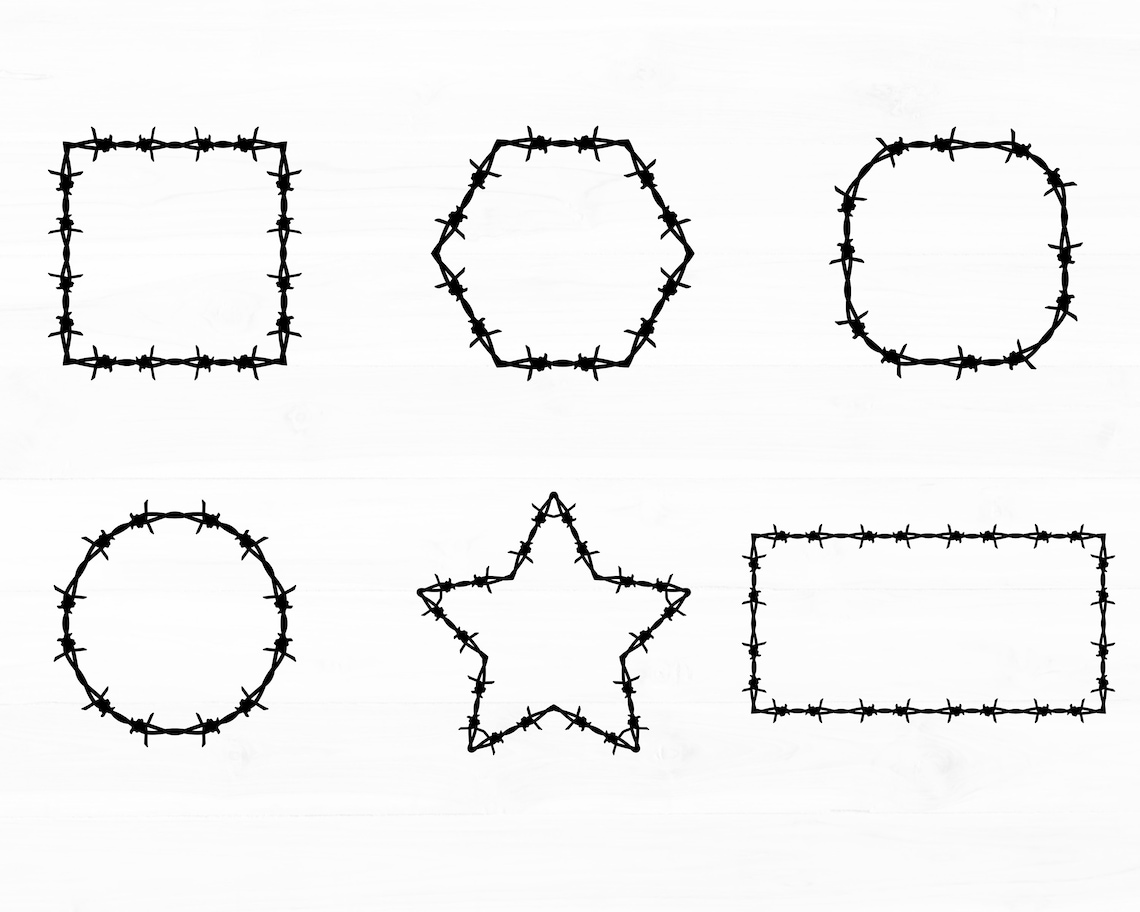 Barbed Wire Svg Barbed Wire Frame Svg Bundle Barbed Wire Clipart Fence ...
