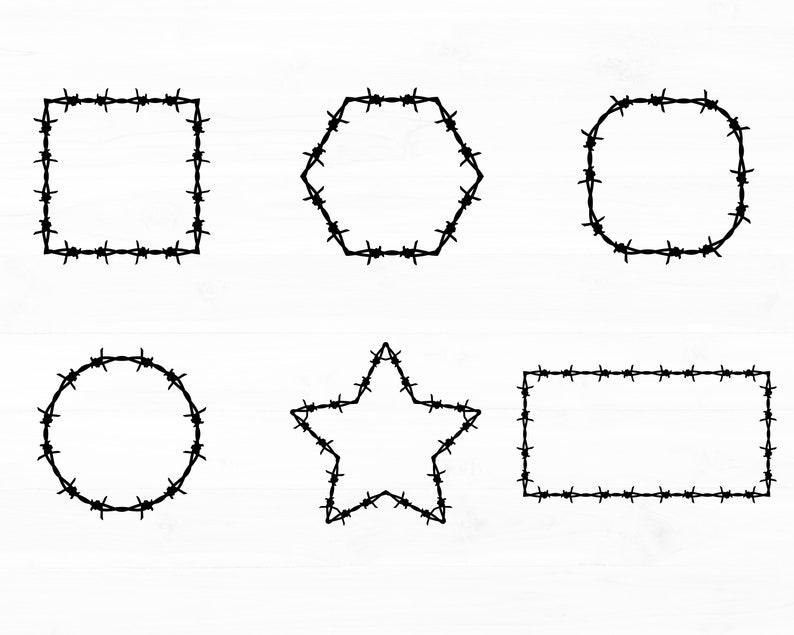 Barbed Wire Svg Barbed Wire Frame Svg Bundle Barbed Wire Clipart Fence ...