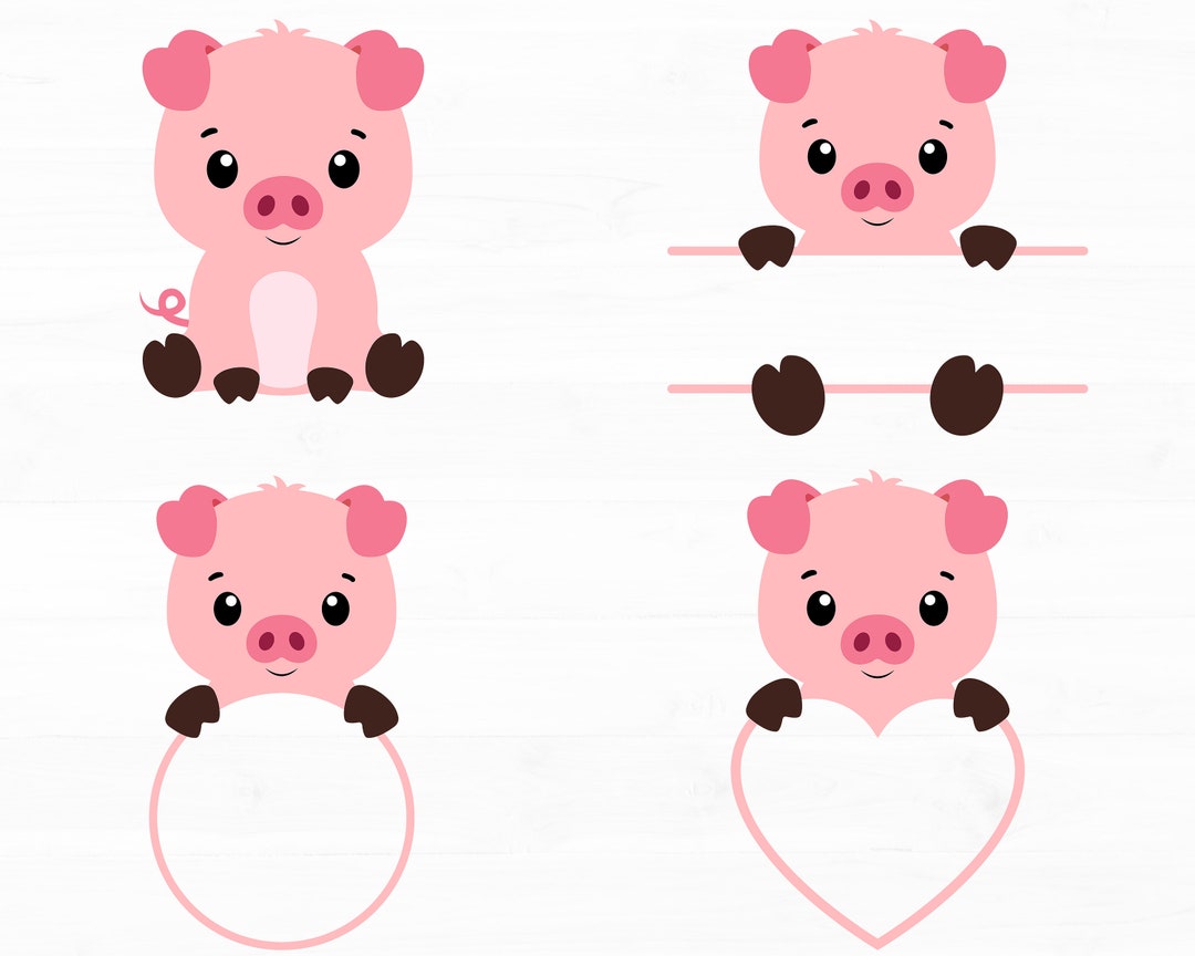 Baby Pig Svg Bundle Pig Split Monogram Svg Cute Pig Name Label Svg Farm ...