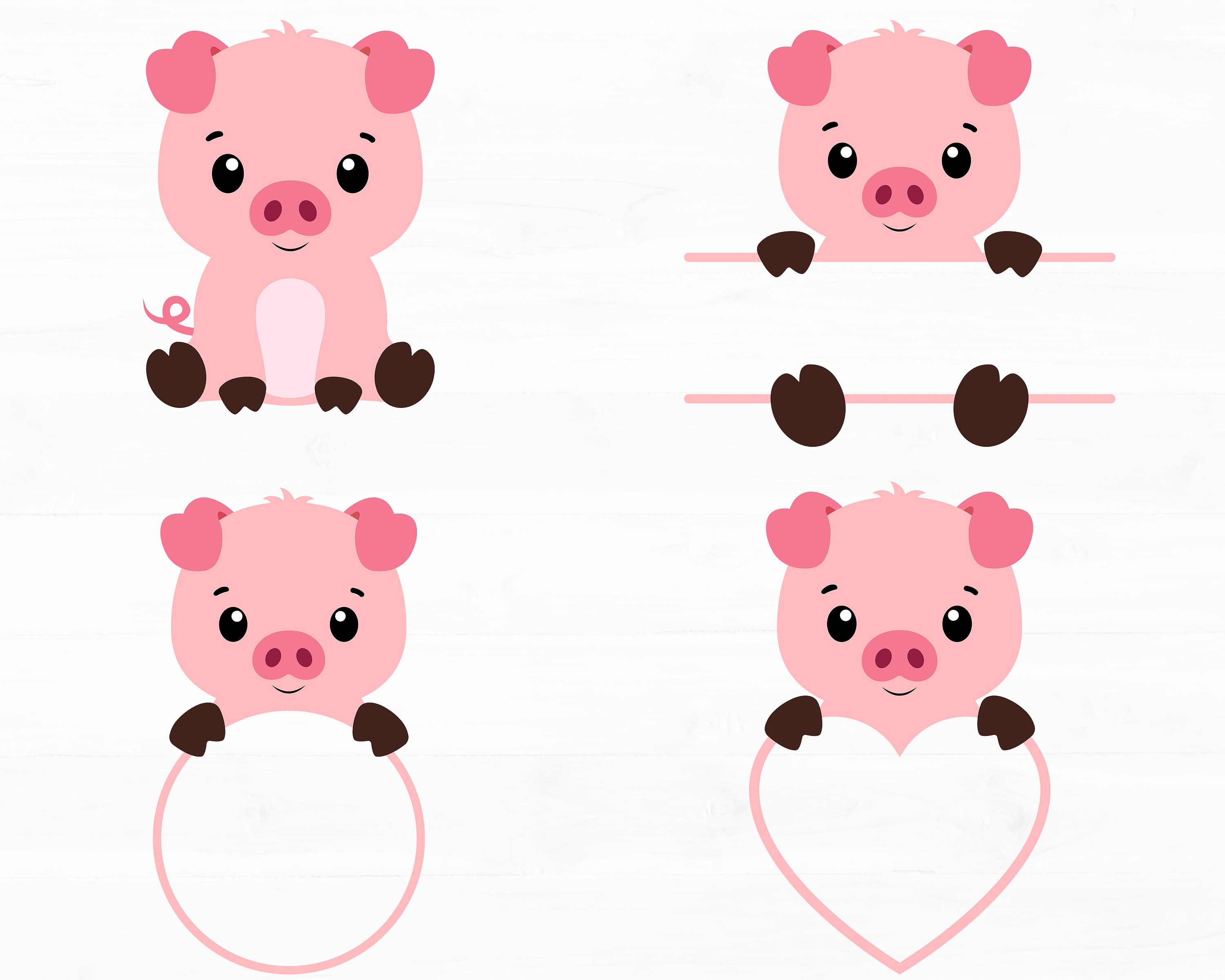 Baby Pig Svg Bundle Pig Split Monogram Svg Cute Pig Name Label Svg Farm ...