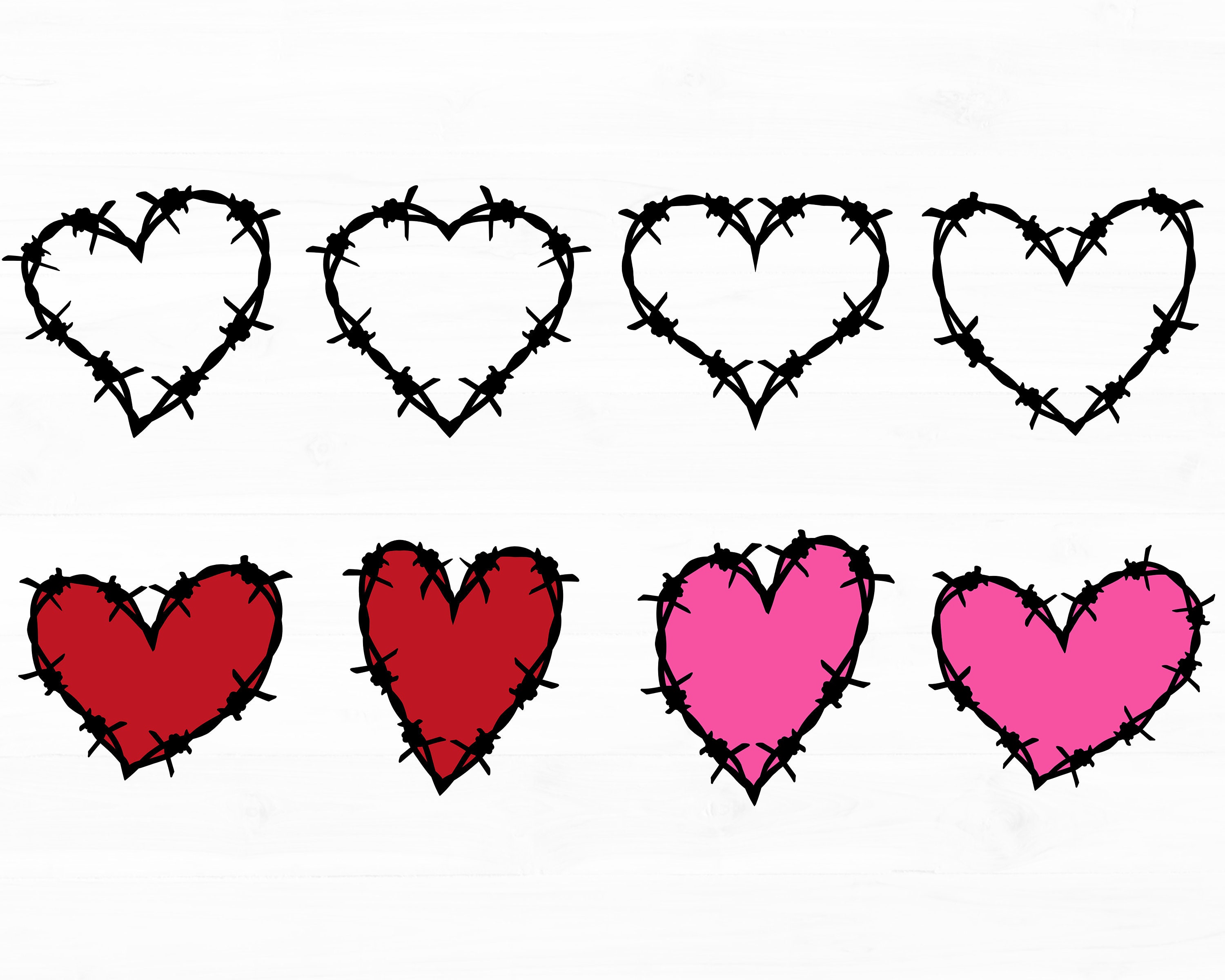 Barbed Wire Heart Svg Bundle Barbed Wire Silhouette Hearts Heart Svg Bundle Love Svg Bundle ...