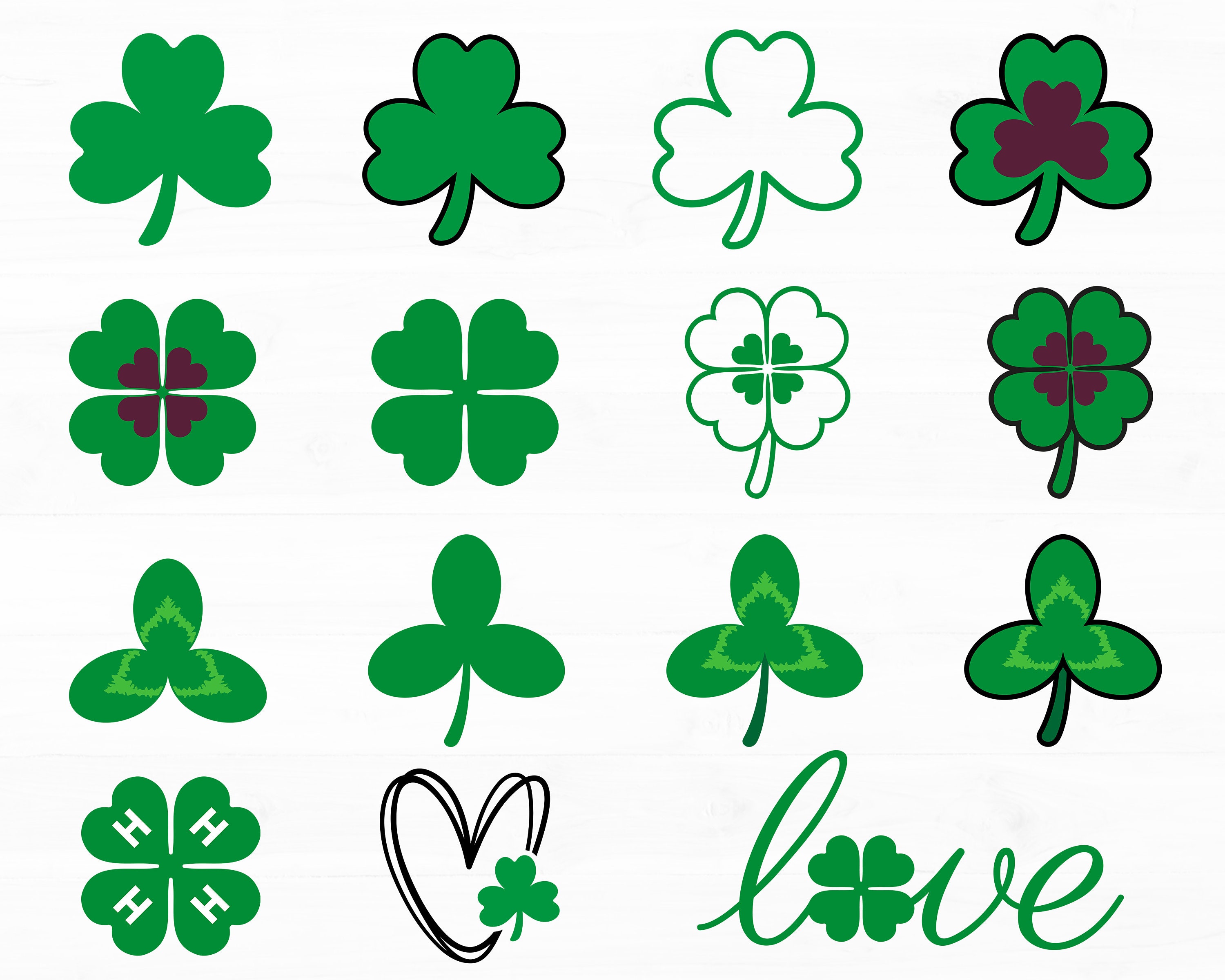 Shamrock Svg Bundle Clover Svg Saint Patricks Day Svg Four Leaf Clover ...