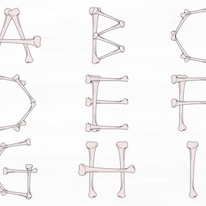 Bone Monogram Alphabet Svg Halloween Bones Alphabet Bones Clipart ...