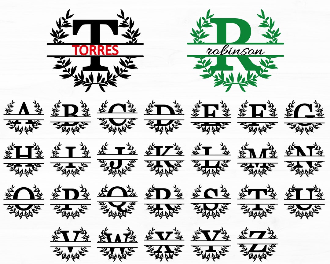 Monogram Letter Svg Bundle Wreath Monogram Svg Monogram Alphabet Svg ...