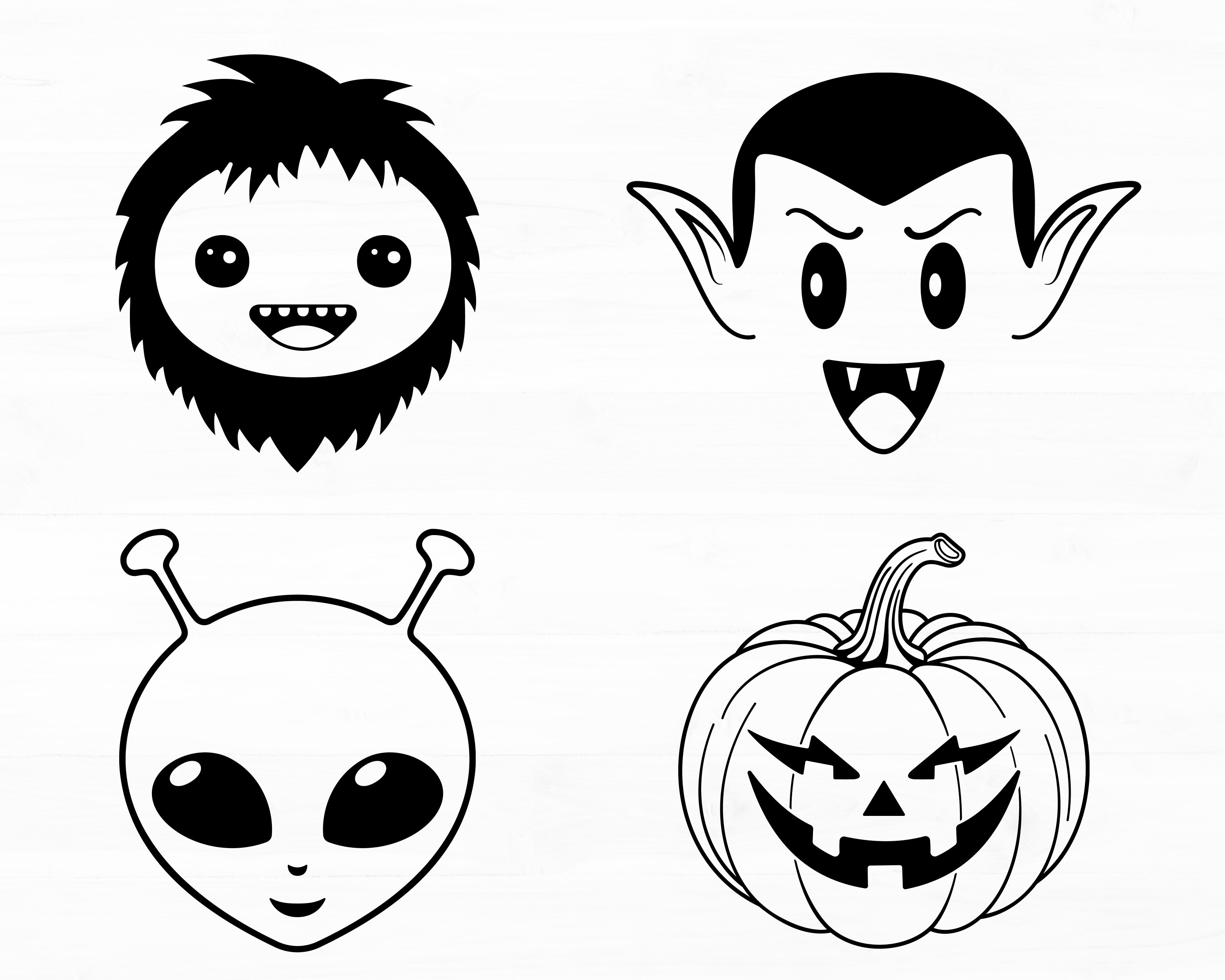 Halloween Faces Clipart Bundle Halloween Face Svg Yeti Vampire Dracula ...