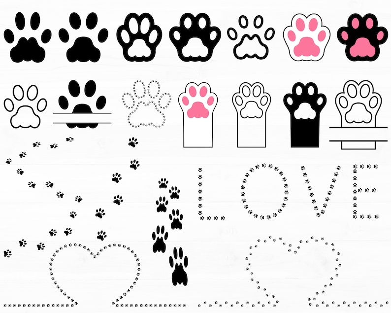 Paw Print Svg Bundle Cat Paw Print Svg Paw Print Clipart Pet Paw Print ...