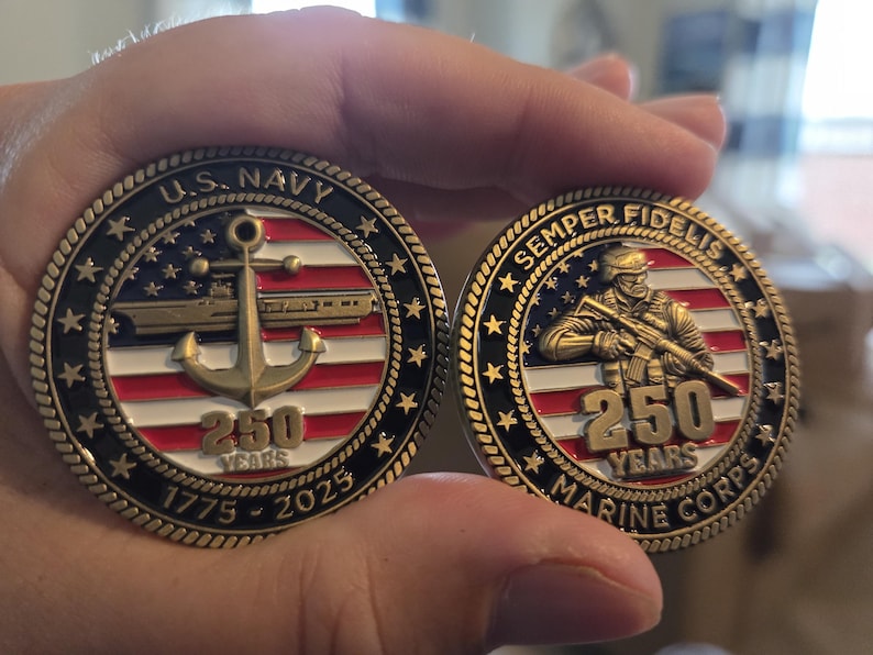 250th Navy and Marine Corps Challenge Coins - Etsy
