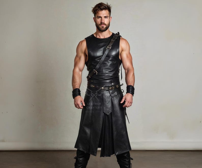Medieval Leather Warrior Armor - Gladiator Costume - Black Roman Armor ...