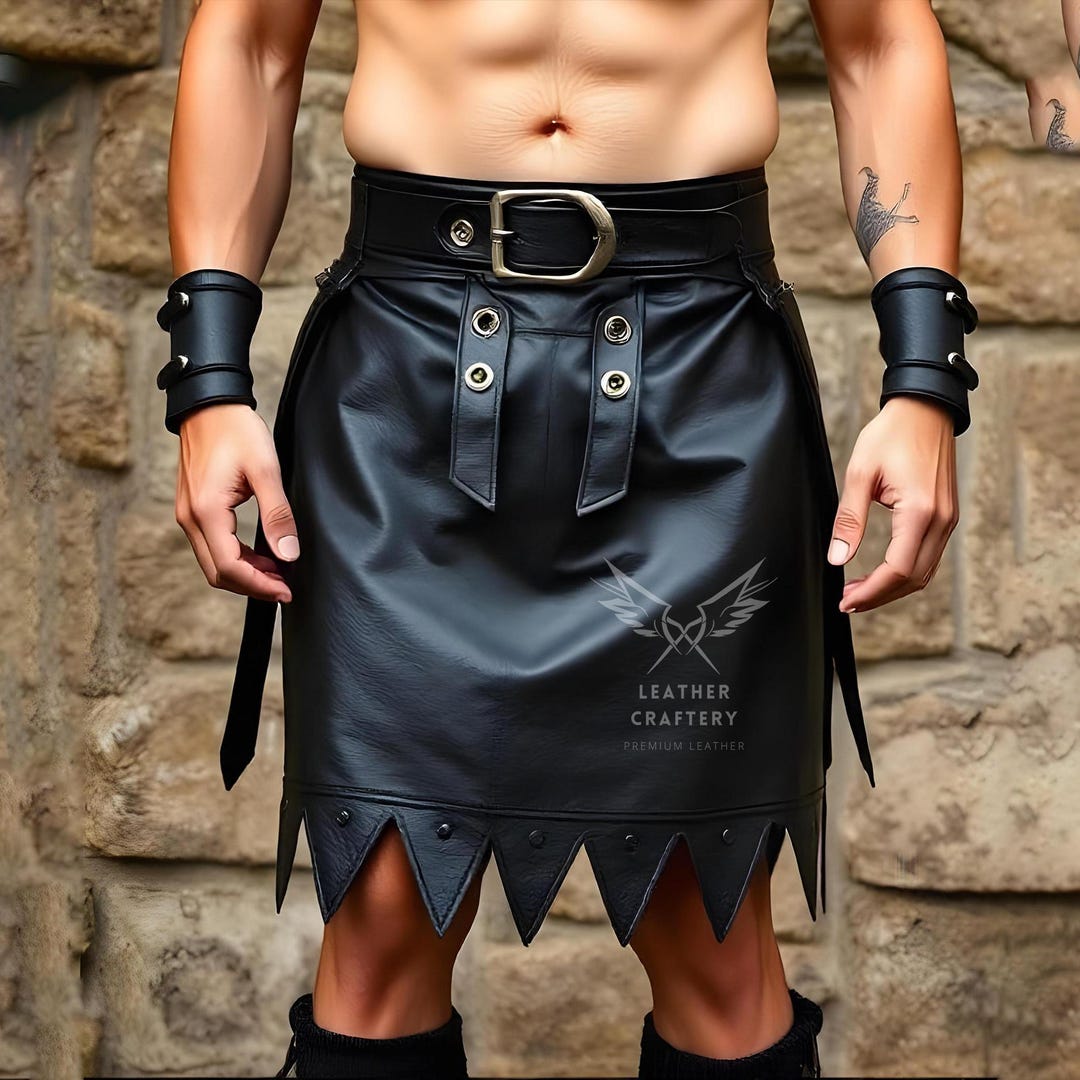 Latest Gladiator Leather Kilt Leather Gothic Kilt Genuine Leather Kilt ...