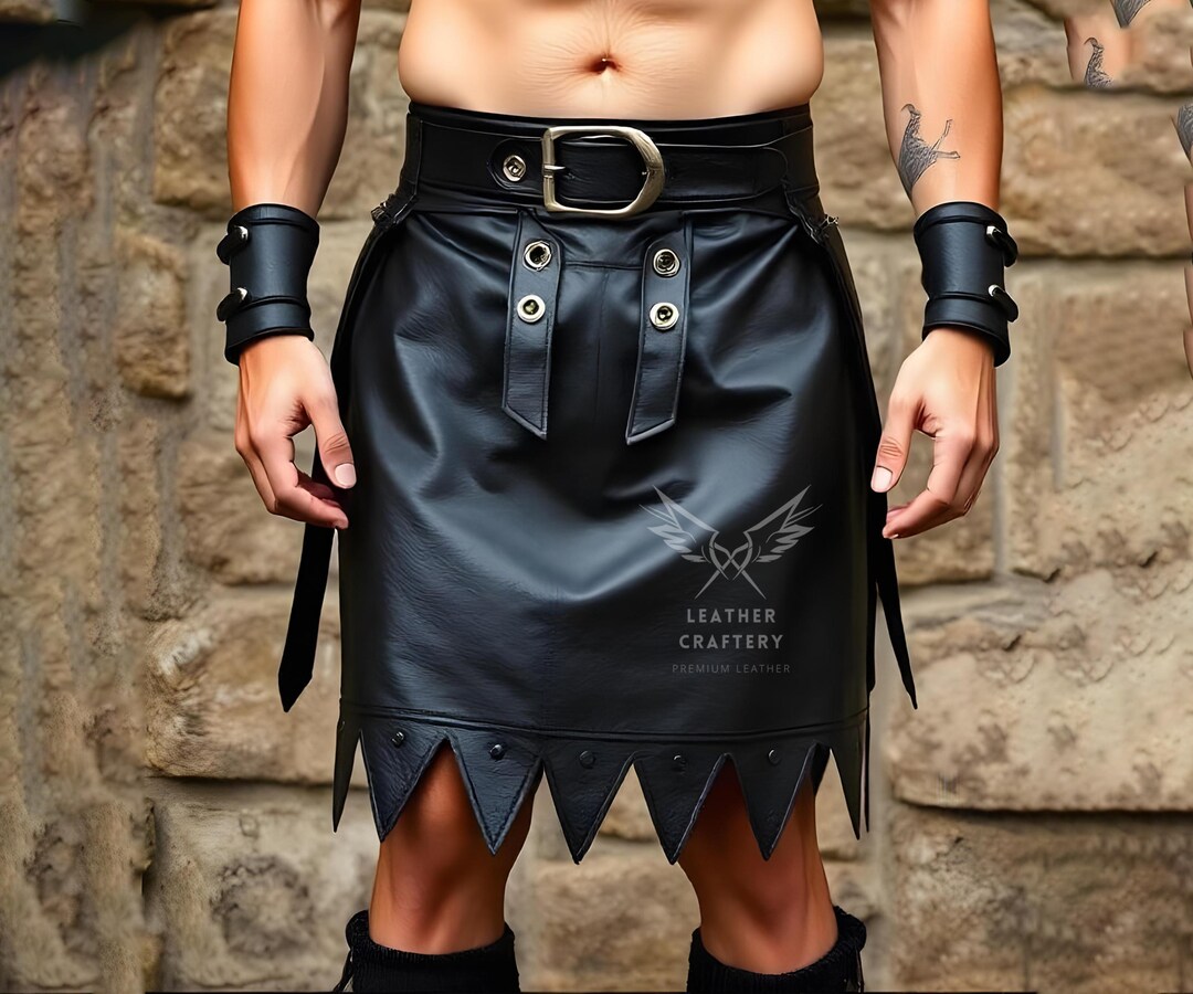 Roman Gladiator Leather Kilt | Leather Gothic Kilt | Genuine Leather ...