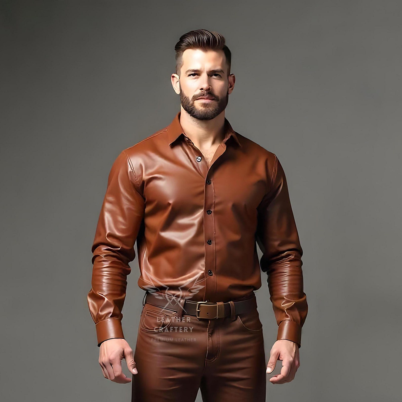 Rustic Royale – Leather Shirt | Genuine Classic Brown Leather Shirt ...