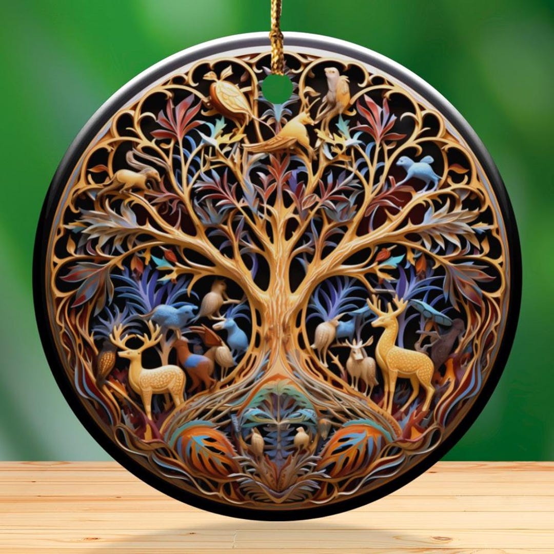 Woodland Animal Tree of Life Ornament, Boho Zen Decor - Etsy