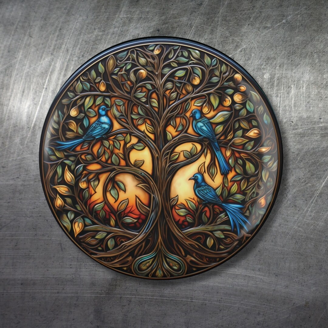 Blue Bird Tree of Life Magnet Stylized Nature Kitchen Decor Blue Birds ...