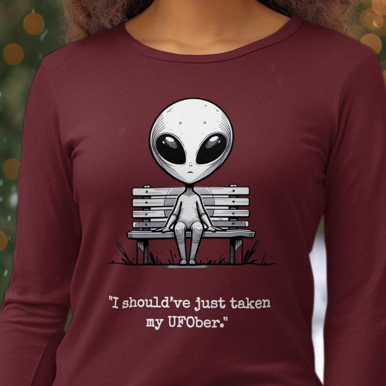Whimsical Alien Long Sleeve T-shirt, Funny Ufober Quote, Sci-fi Gift - Etsy