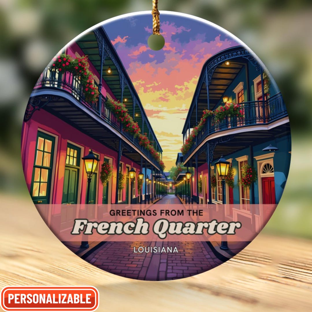 Personalized New Orleans French Quarter Ornament, Louisiana Travel ...