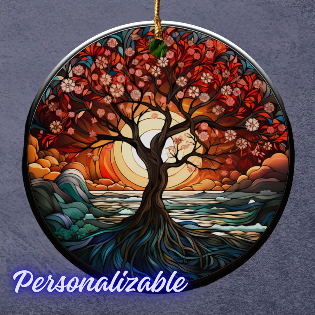 Luminous Limbo Tree of Life Ornament Stained Glass Style Art Nature ...