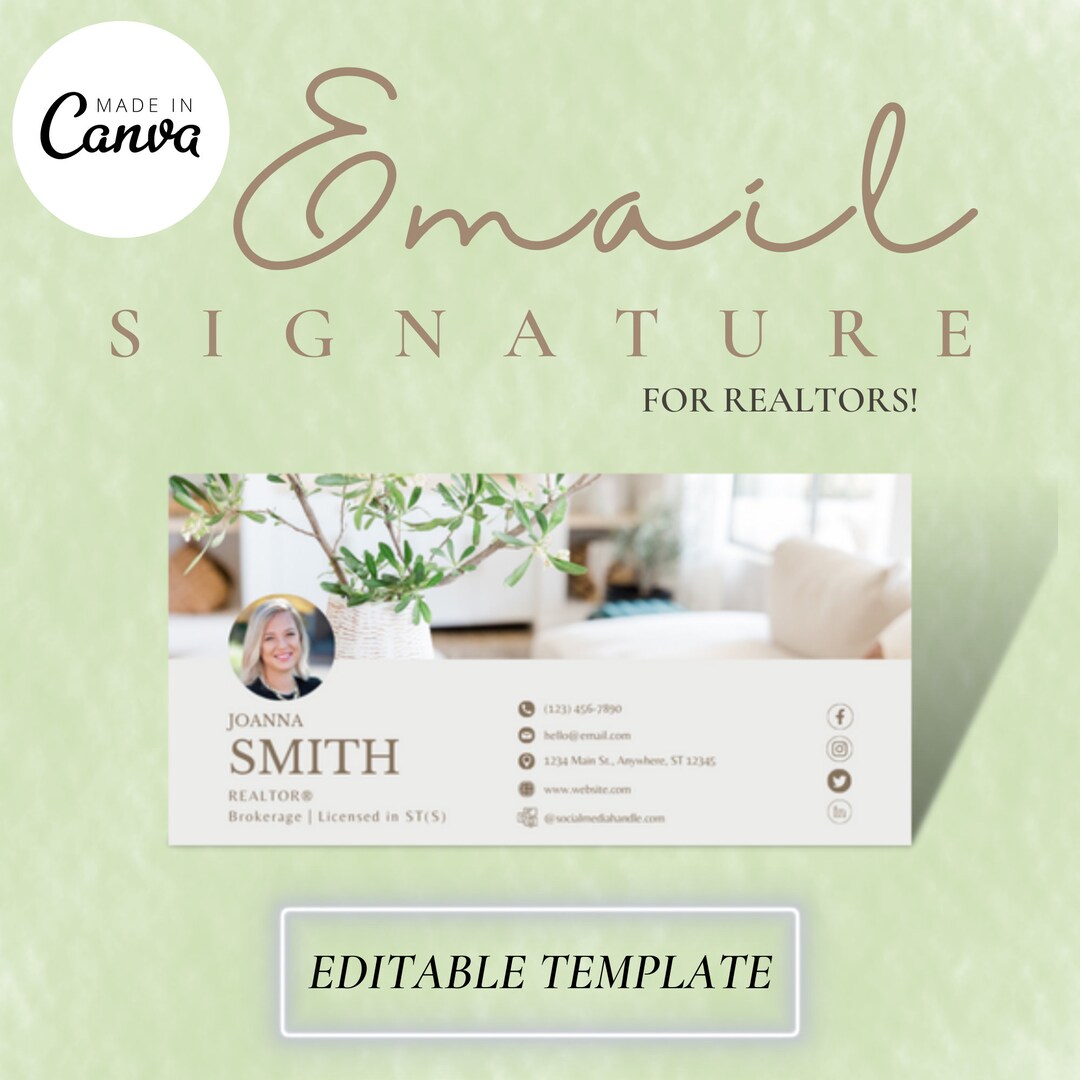 Email Signature Template for Real Estate | Boho Realtor Email Signature ...
