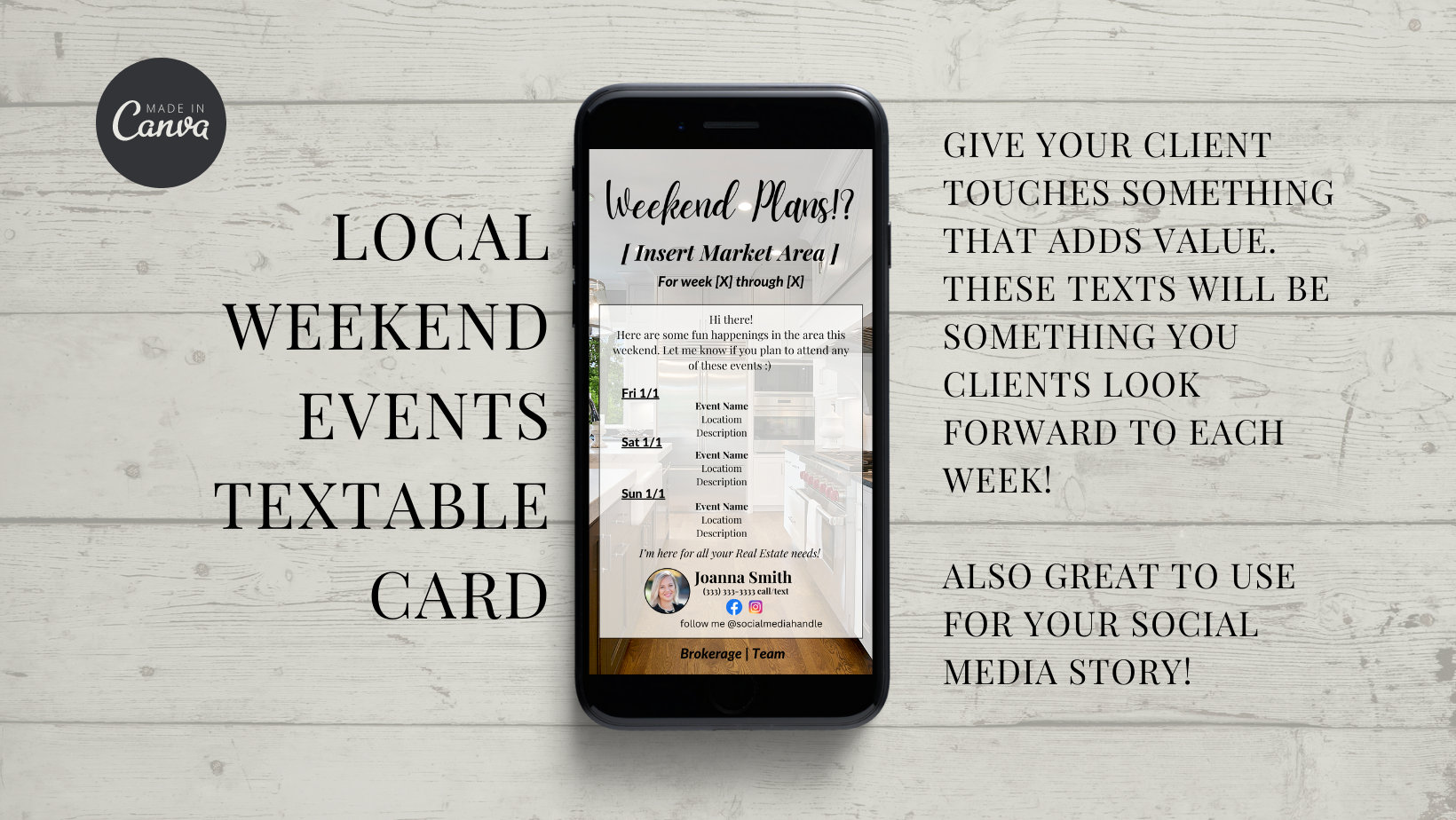 Realtor Textable Client Cards | Digital Real Estate Marketing | Canva ...