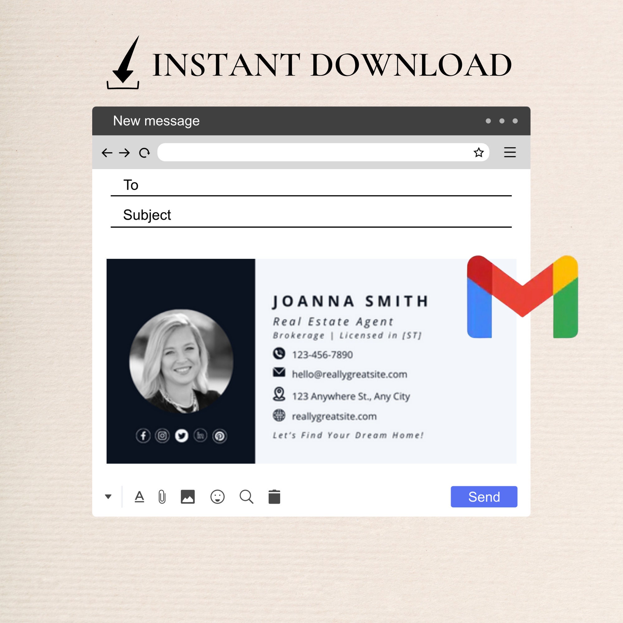 Classic Email Signature Template for Realtors Modern Real Estate Email ...