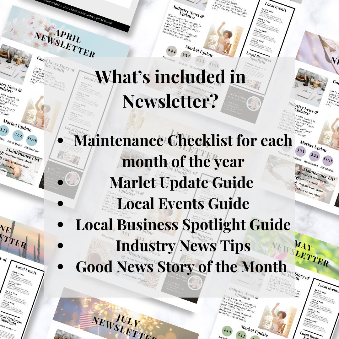 Real Estate Monthly Newsletter | Realtor Marketing | 12 Months | Market ...