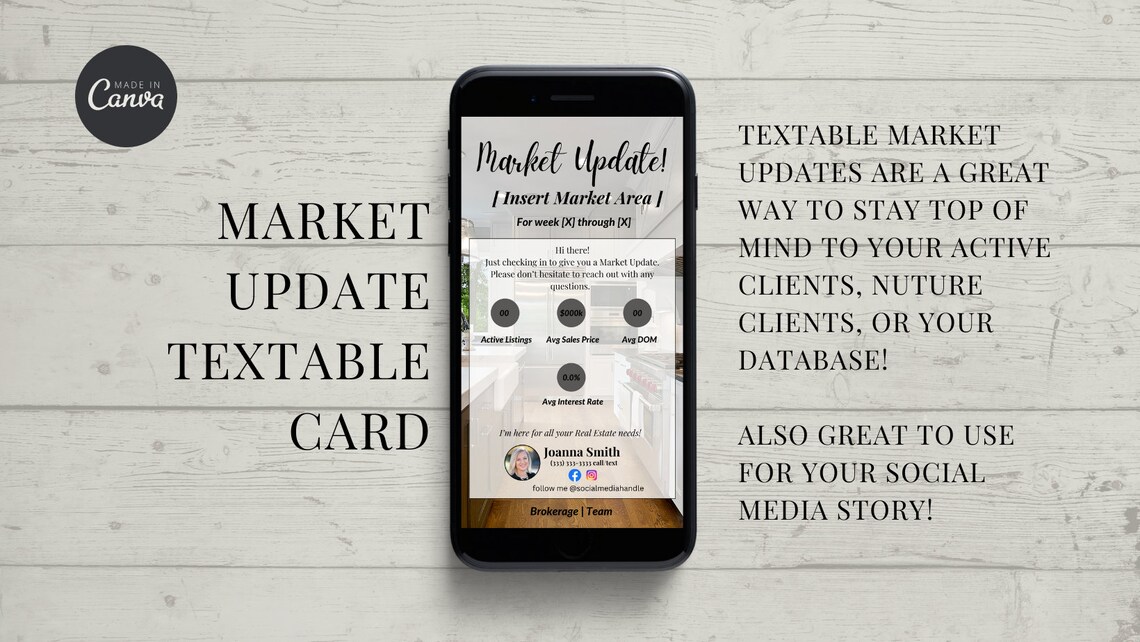 Realtor Textable Client Cards | Digital Real Estate Marketing | Canva ...