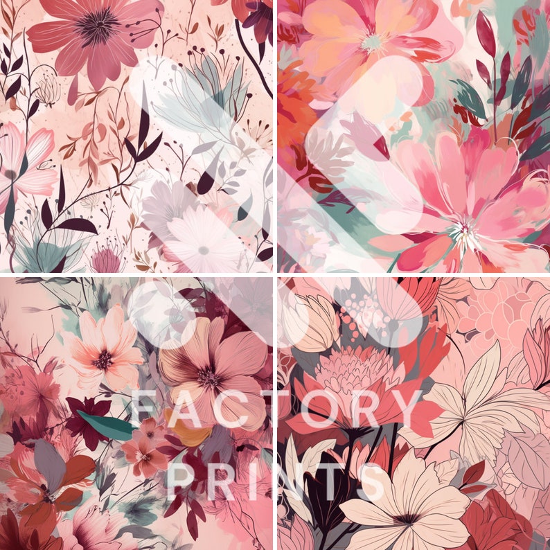 Flower Print, Set of 28, Botanic Wall Art, Floral Decor Posters, Clip ...