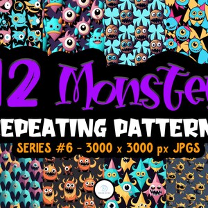 Monsters Series 06 - Unique Seamless Patterns - Printable Paper for DIY ...